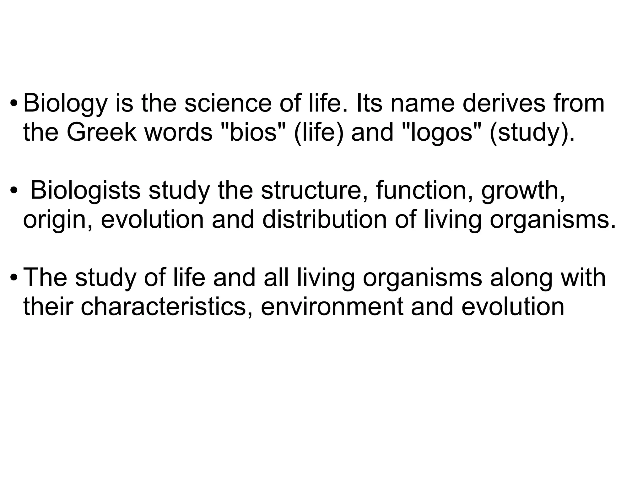 IGCSE Biology 0610 - Introduction to Biology - Characteristics of ...