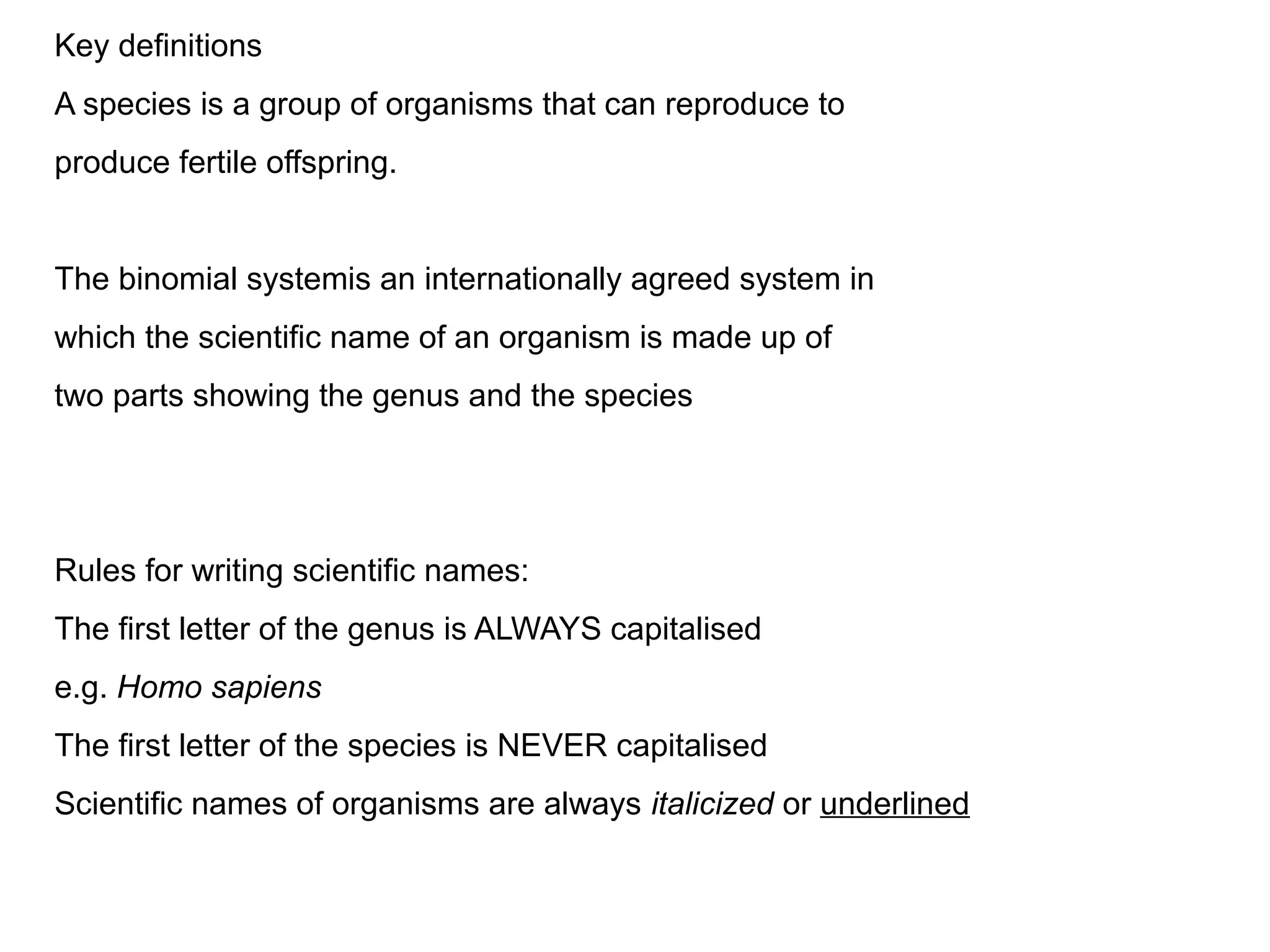 IGCSE Biology 0610 - Introduction to Biology - Characteristics of ...