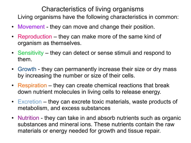 IGCSE Biology 0610 - Introduction to Biology - Characteristics of living organisms - Binomial ...