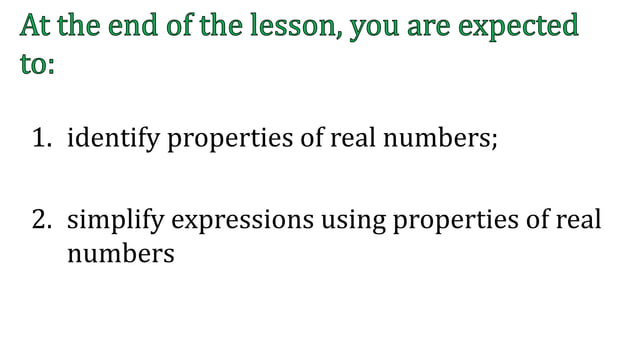 Lesson 1.3 properties of real numbers | PPT