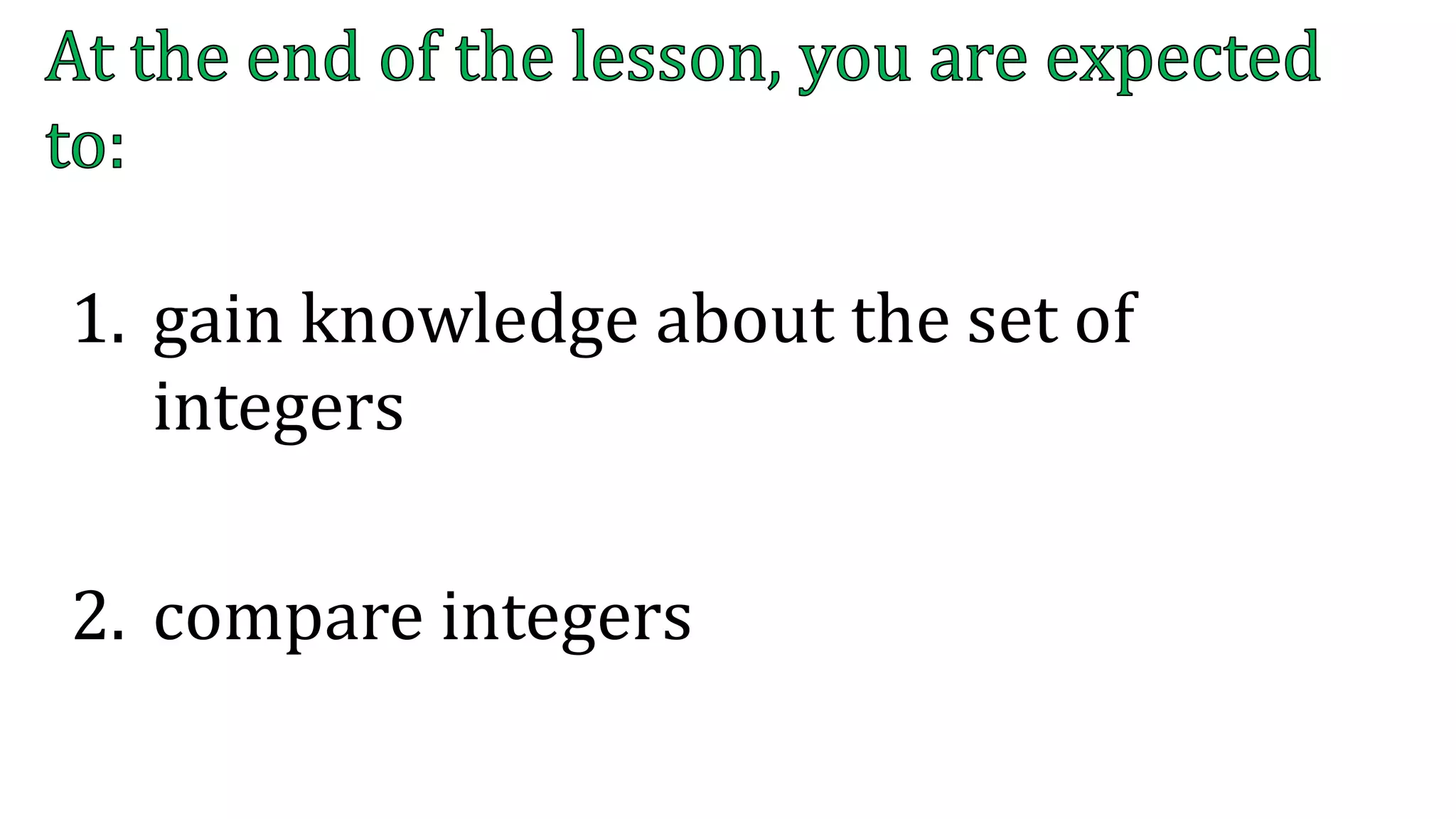 Lesson 1.4 the set of integers | PPTX