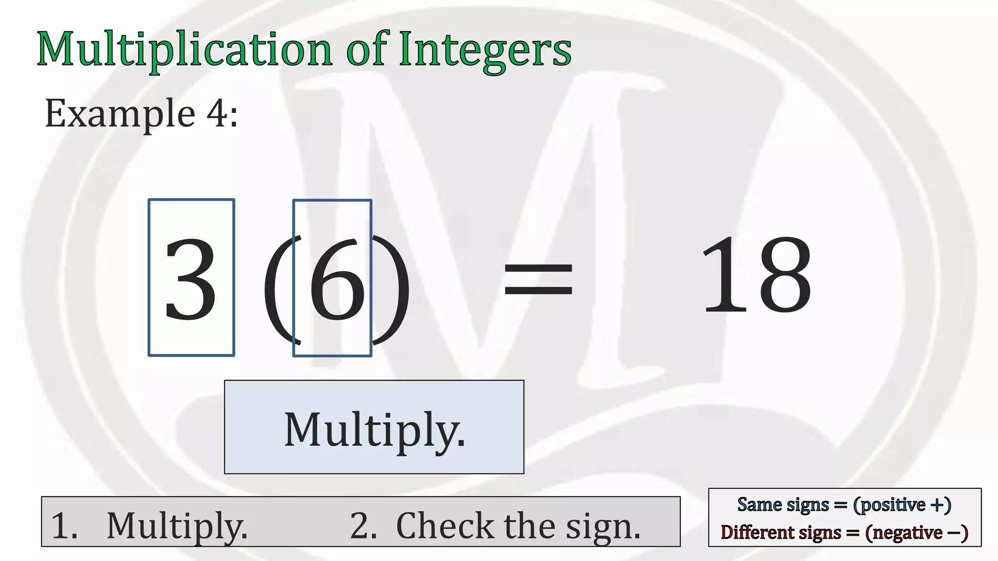Lesson 1.7 multiplying integers | PPTX | Computing | Technology & Computing