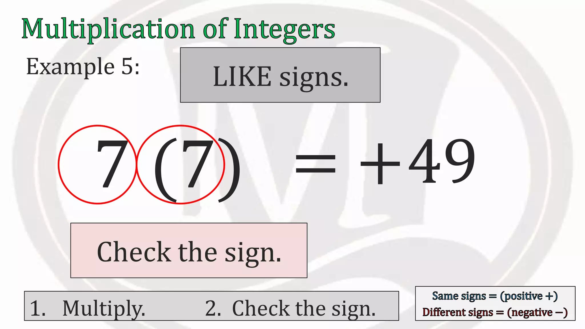 Lesson 1.7 multiplying integers | PPTX