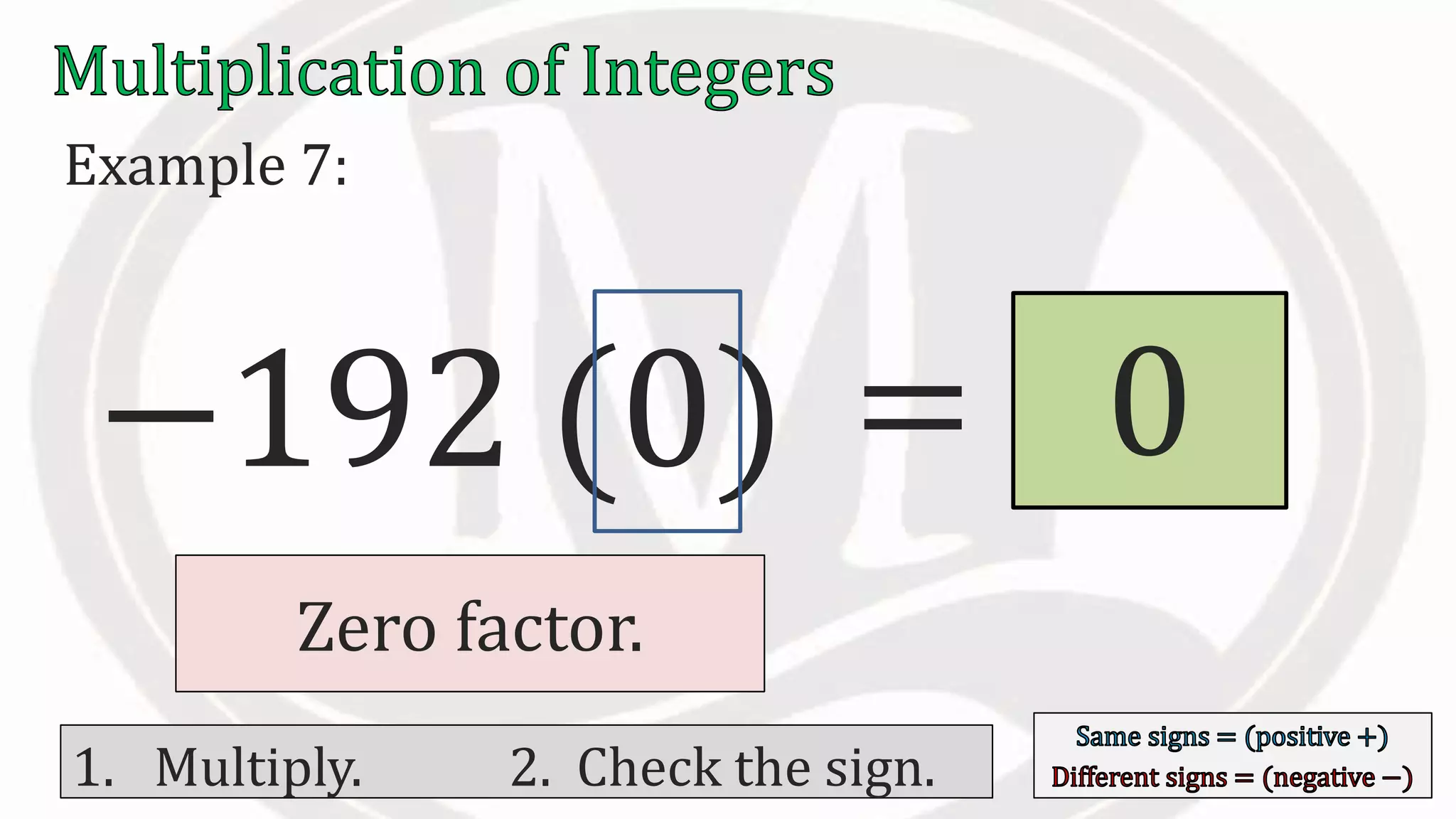 Lesson 1.7 multiplying integers | PPTX