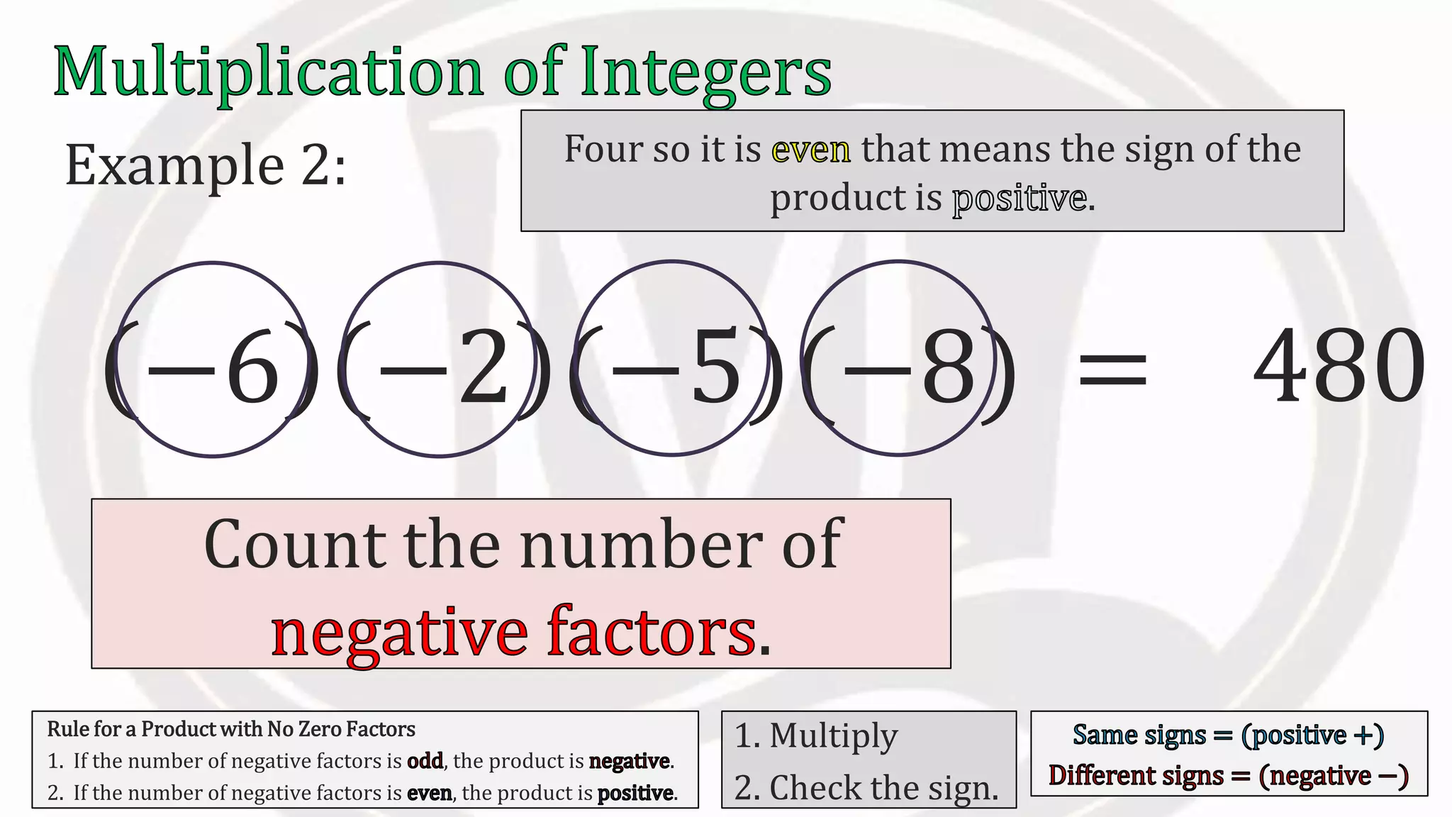 Lesson 1.7 multiplying integers | PPTX | Computing | Technology & Computing