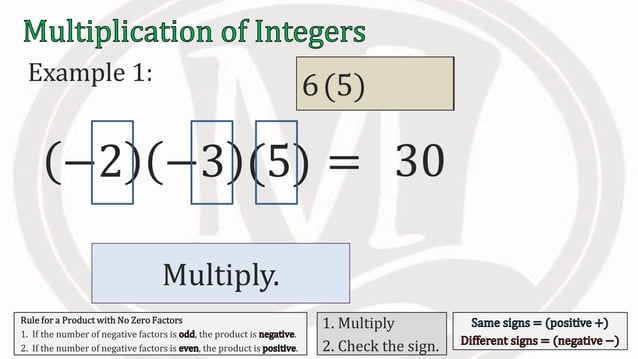 Lesson 1.7 multiplying integers | PPTX | Computing | Technology & Computing
