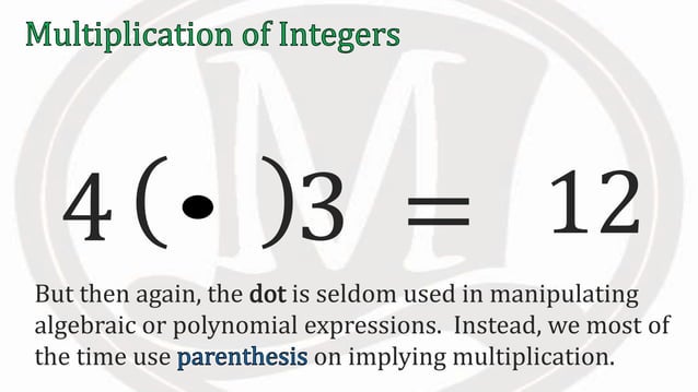 Lesson 1.7 multiplying integers | PPTX | Computing | Technology & Computing