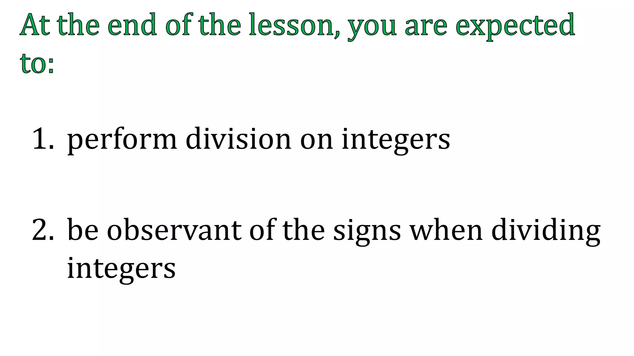 Lesson 1.8 dividing integers | PPTX