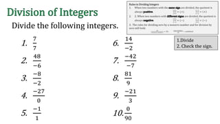 Lesson 1.8 dividing integers | PPT