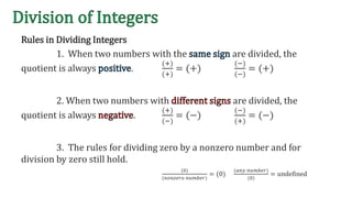 Lesson 1.8 dividing integers | PPT