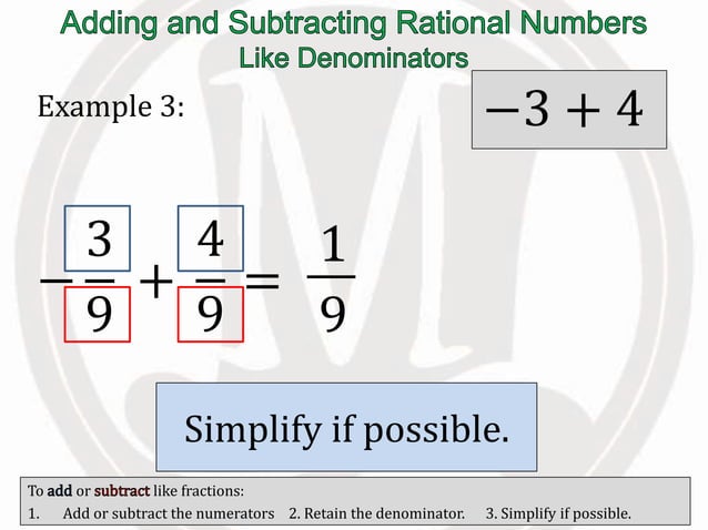 Lesson 1.9 a adding and subtracting rational numbers | PPT | Free Download