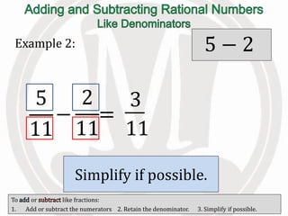 Adding And Subtracting Rational Numbers