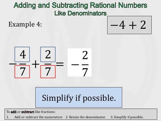 Lesson 1.9 A Adding And Subtracting Rational Numbers