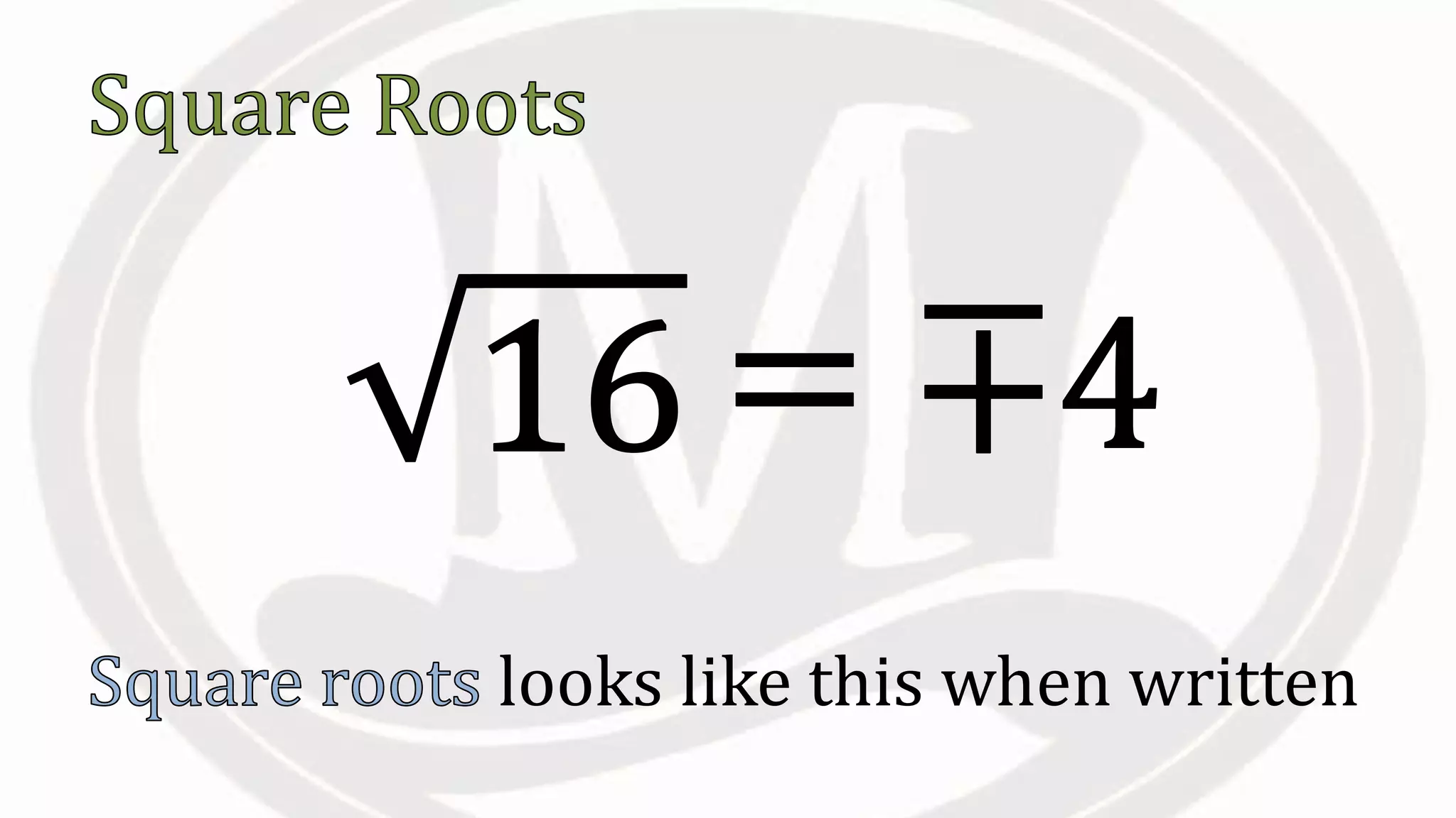 Lesson 1.10 square roots | PPTX