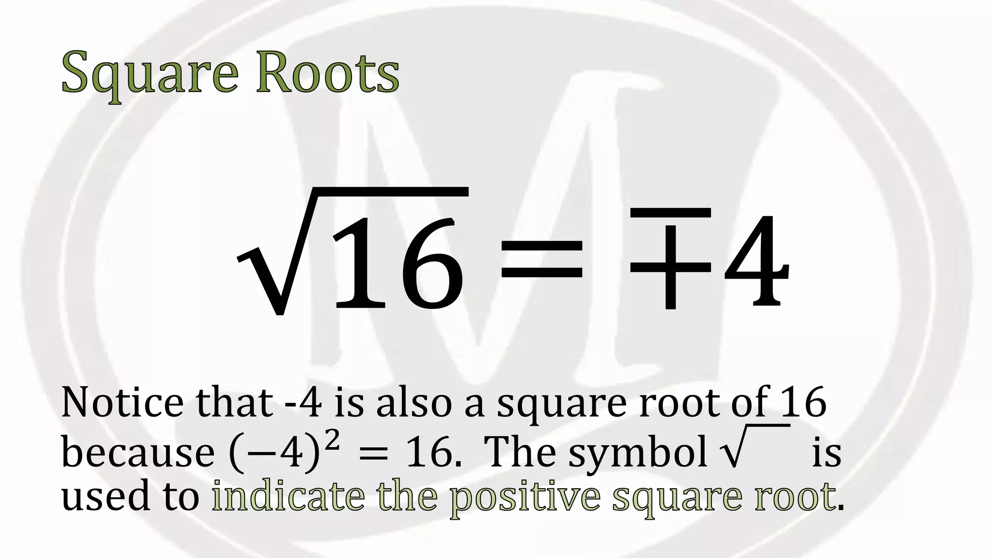 Lesson 1.10 square roots | PPTX