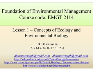 Lesson 1. concept of ecology | PDF
