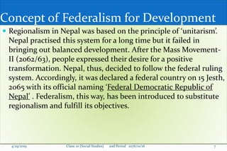 Concept of Regional Development and Federalism | PPTX