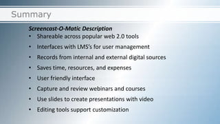 Lesson 1 1 screencast o-matic description and uses | PPTX