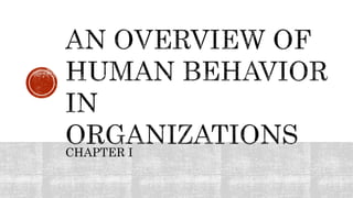 HUMAN BEHAVIOR IN ORGANIZATION: An Overview | PPTX