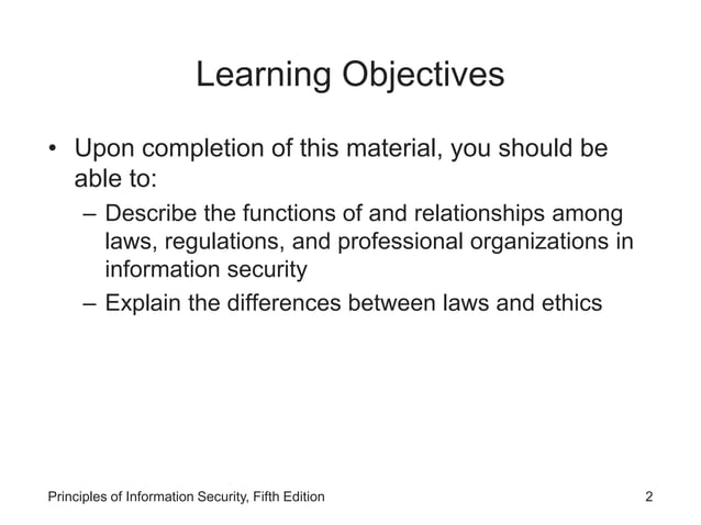 Information Assurance And Security - Chapter 3 - Lesson 1 | PPT | Law