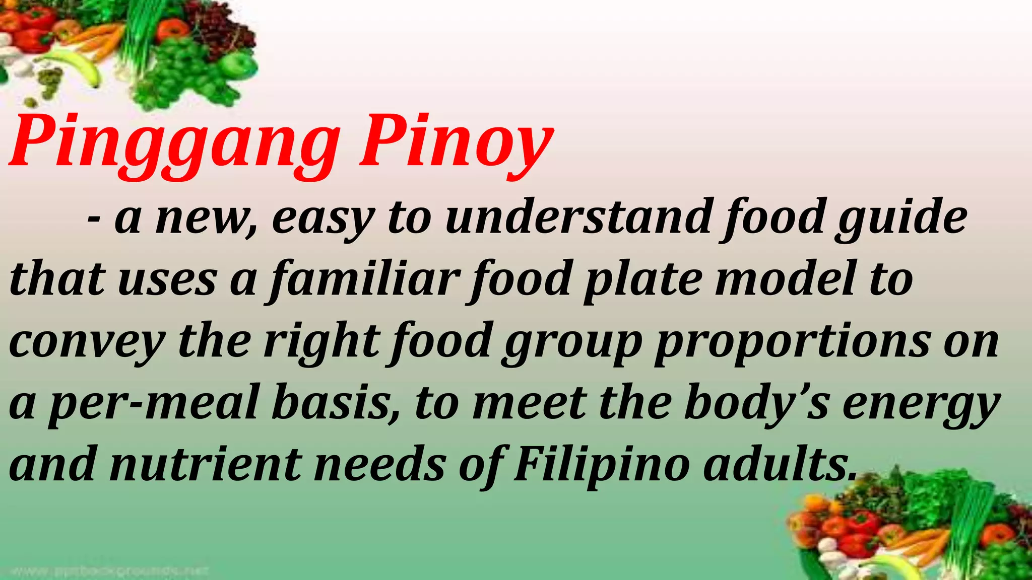 Food Pyramid and Pinggang Pinoy | PPTX