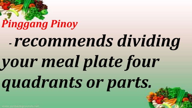 Food Pyramid and Pinggang Pinoy | PPTX | Healthy Cooking and Eating ...
