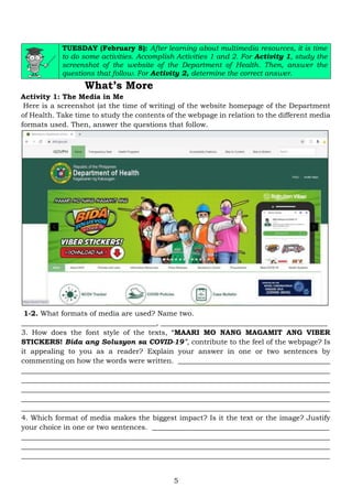 Lesson plan in English: Grade 7 Multimedia Resources | DOCX