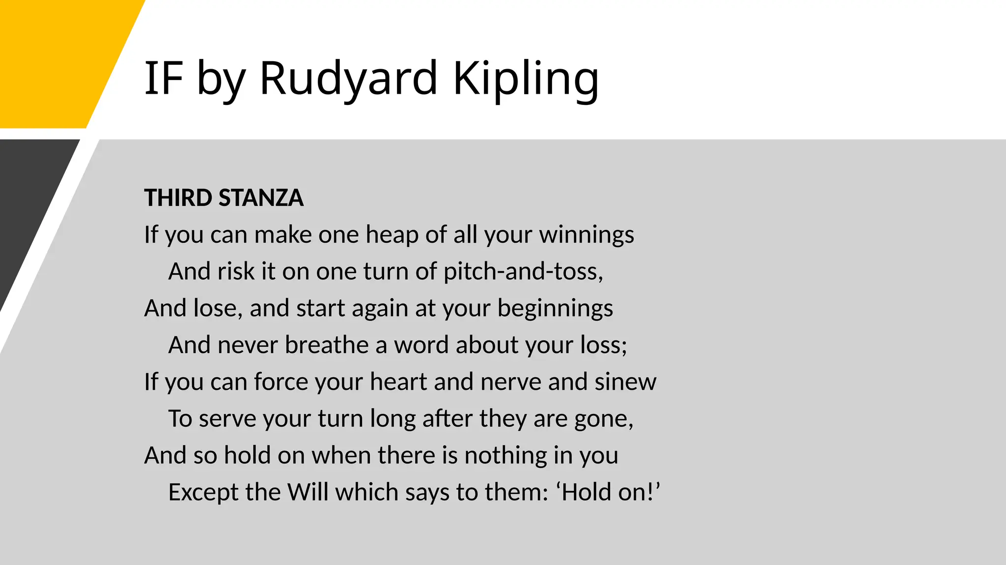 IF by Rudyard Kipling. A Poem Interpretation | PPTX