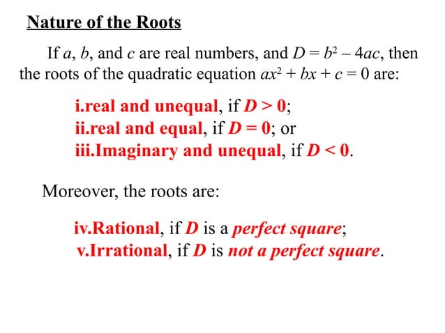 Lesson 1.4 - The Nature of Roots of Quadratic Equations.pptx