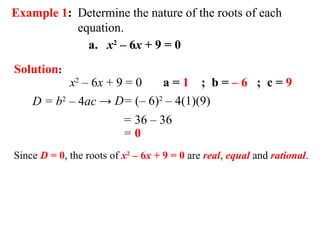 Lesson 1.4 - The Nature of Roots of Quadratic Equations.pptx