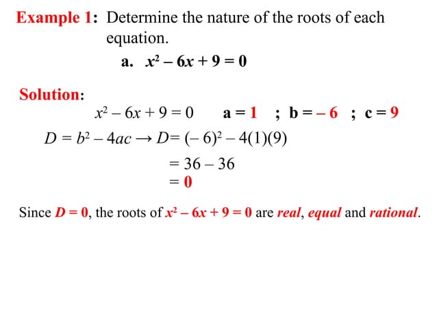 Lesson 1.4 - The Nature of Roots of Quadratic Equations.pptx
