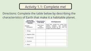 Quarter 1 Lesson 1: Earth and Life Science | PPTX