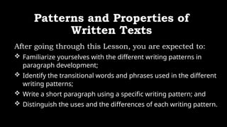 Reading and writing: patterns of development | PPTX