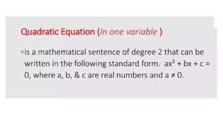 How to illustrate quadratic equations ppt | PPT