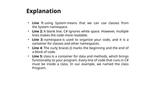 Comprehensive Introduction to Visual Studio and C# Programming | PPTX