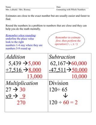 Lesson 1 2 estimating | PDF