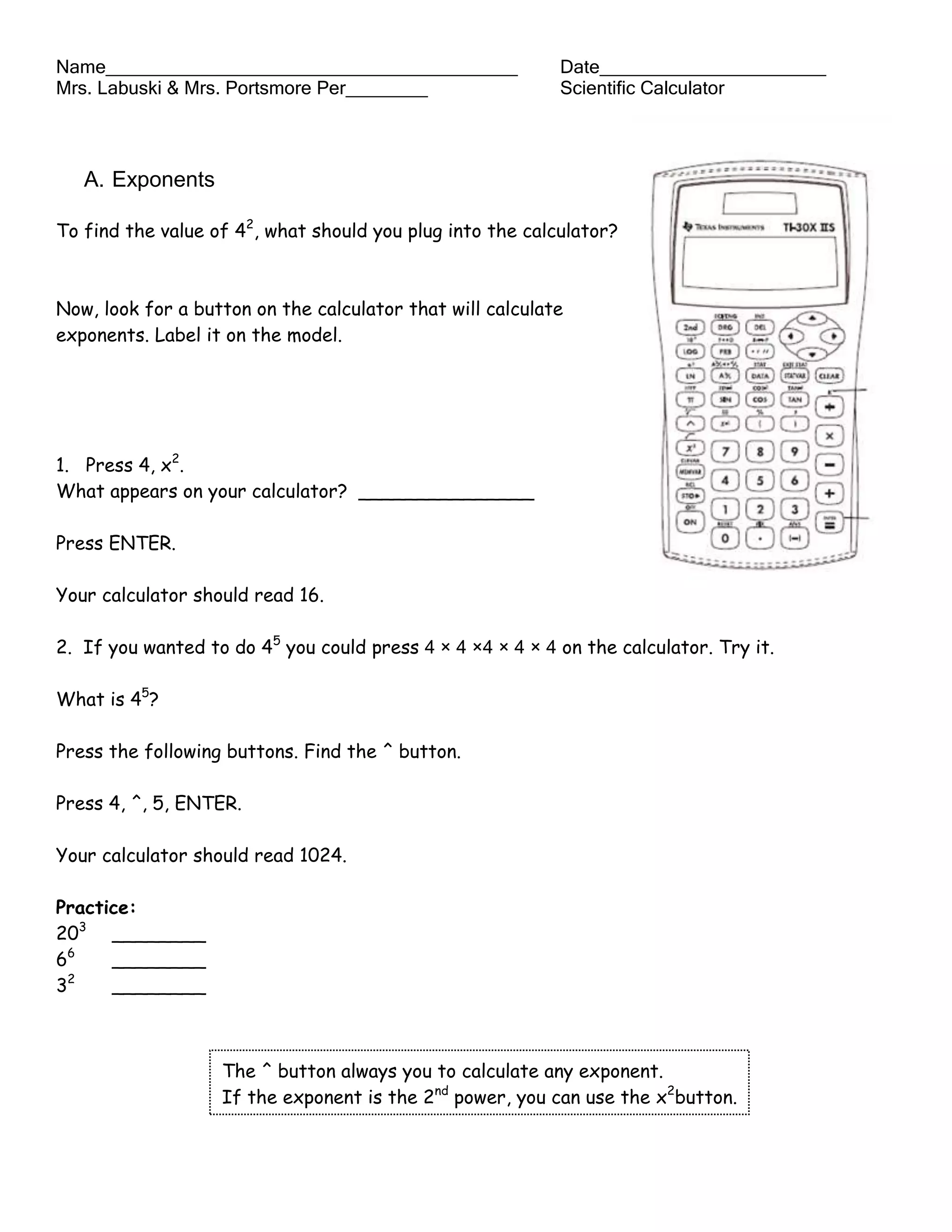 Lesson 1 3 a exponents & calculator | DOCX