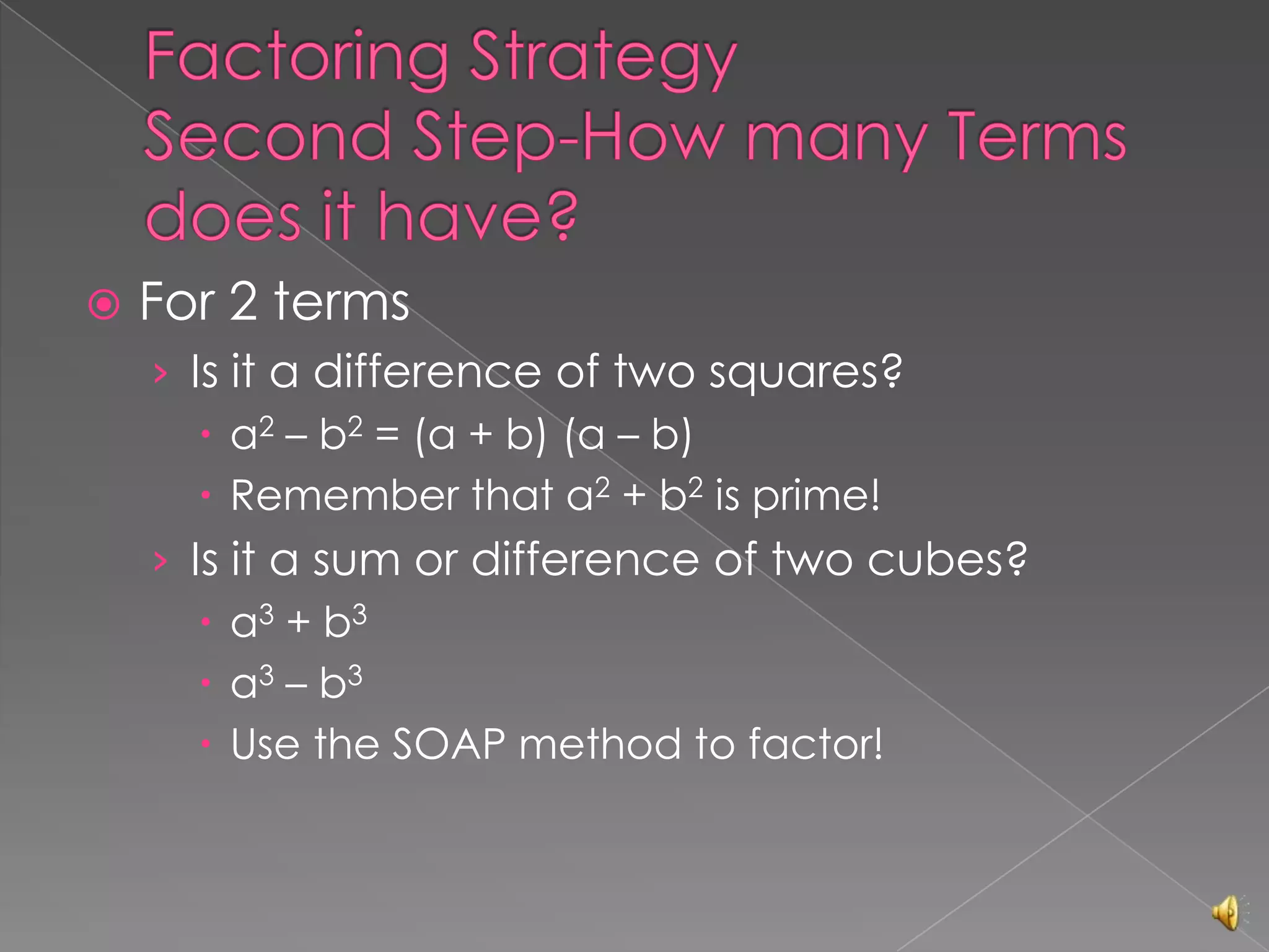 Lesson 1.3 general factoring summary | PPT