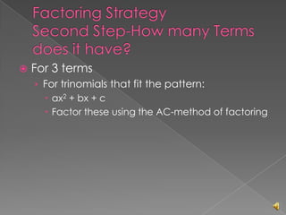 Lesson 1.3 general factoring summary | PPT