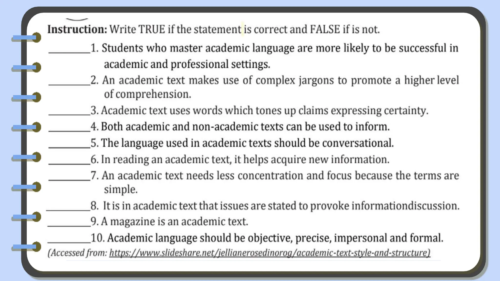 Reading and Writing: LESSON 1 - ACADEMIC TEXT.pptx