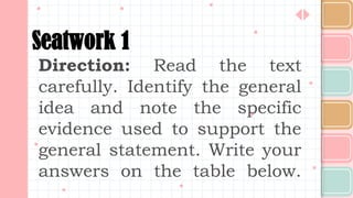 English 3rd quarter - General and Specific Statement | PPTX