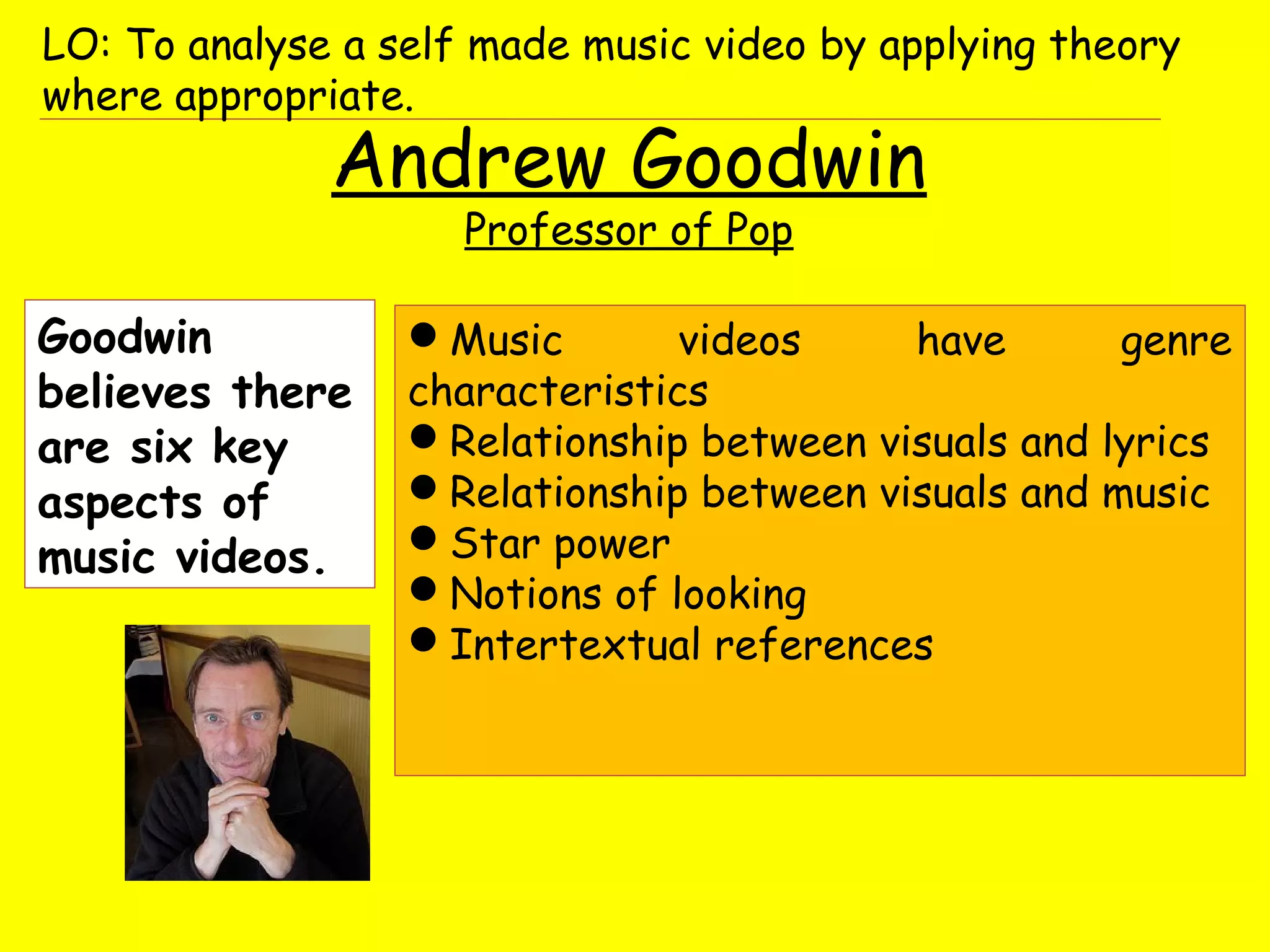 Andrew Goodwin Music Video Theory | PPT