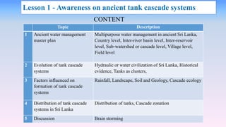 Lesson 1 Awareness on ancient tank cascade systems | PPT