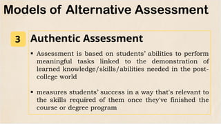 Lesson 1 - Basic Concepts, Theories, and Principles in Assessing Learning using Alternative ...
