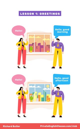 Lesson 1 beginners - greetings - private englishclasses.com