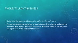 Lesson 1 Introduction to Restaurant Management and Operations | PPTX