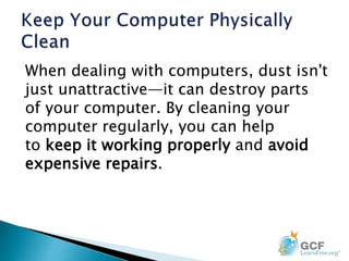 Lesson 1 computer safety and maintenance | PPT