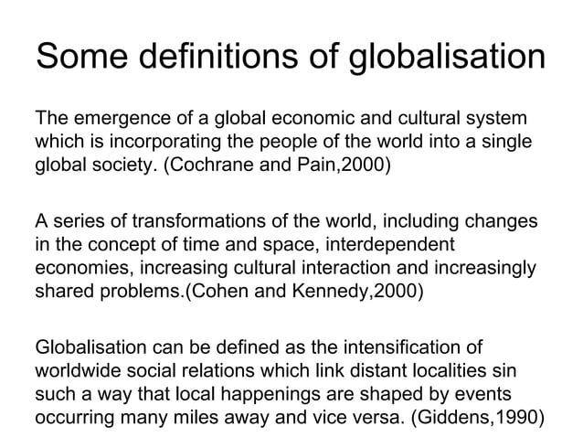 Lesson 1 defining globalisation. | PPT