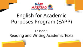 LESSON 1-ENGLISH FOR ACADEMIC PURPOSES PROGRAM | PPTX
