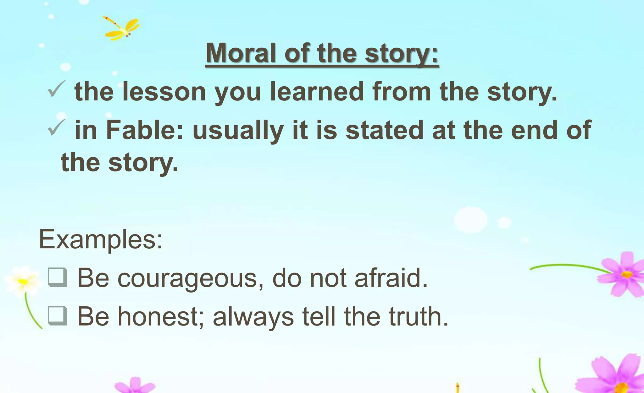 Lesson 1 elements of a fable | PPTX